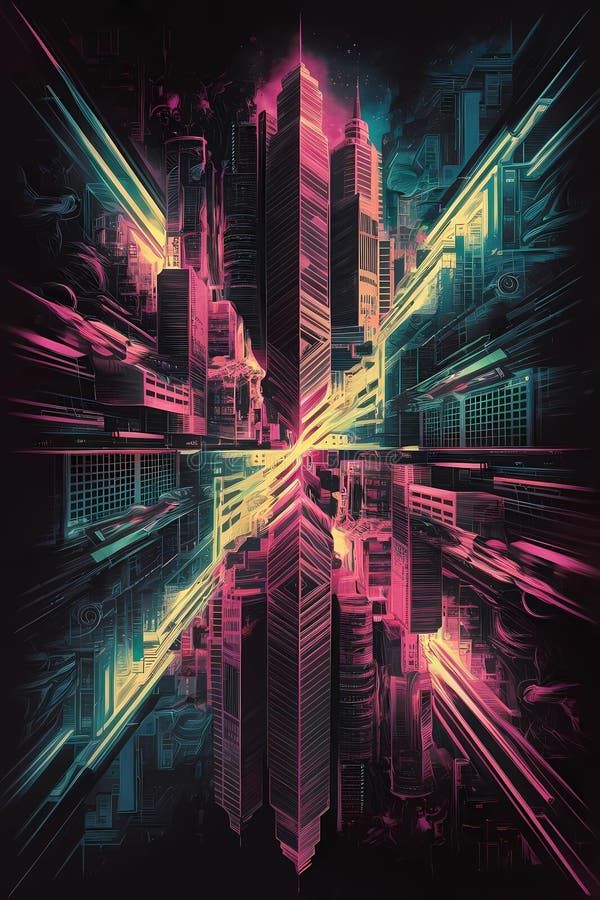 Urban Pulse: Energetic City Stock Illustration - Illustration of shapes ...