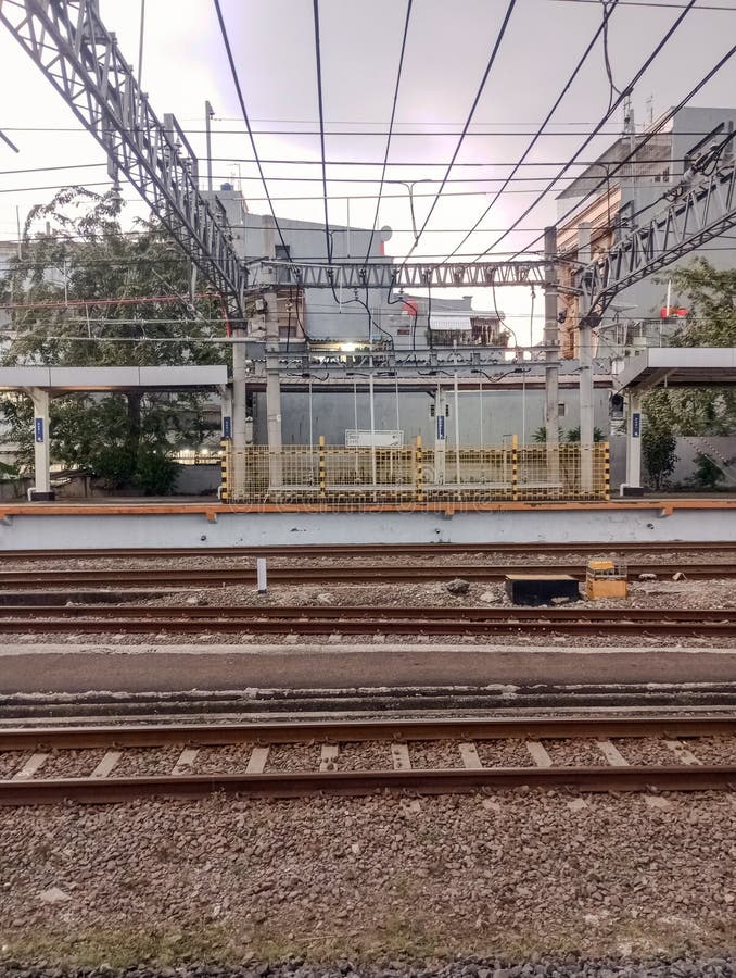 Urban Railway Station at Dusk Stock Image - Image of partially, casting ...
