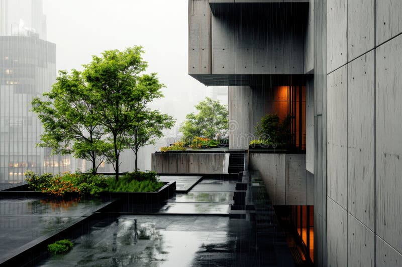 Urban Rainwater Collection System Operates in Soft Light during a ...