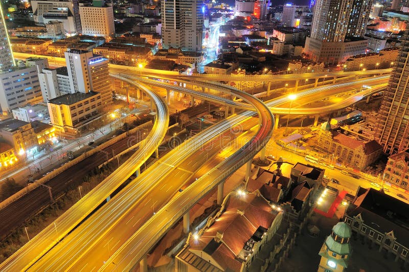 Urban rapid road stock photo. Image of neon, qingdao - 83076030