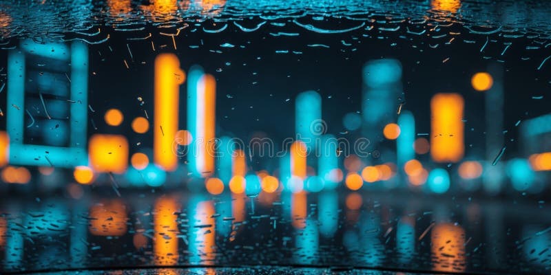 Urban Reflection on Car Windshield at Night Stock Photo - Image of ...