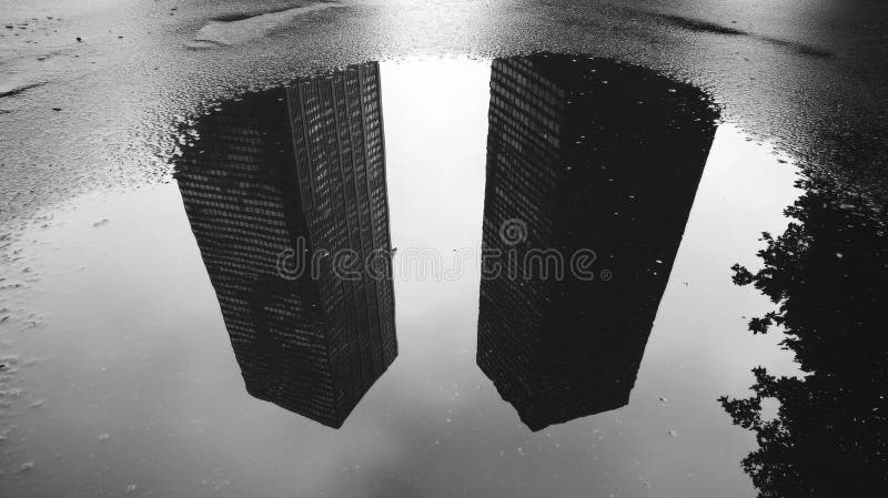 Urban Reflection in a Puddle Stock Illustration - Illustration of ...