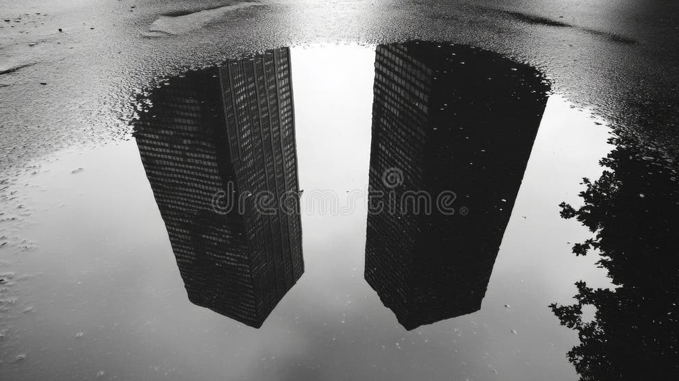 Urban Reflection in a Puddle Stock Illustration - Illustration of ...