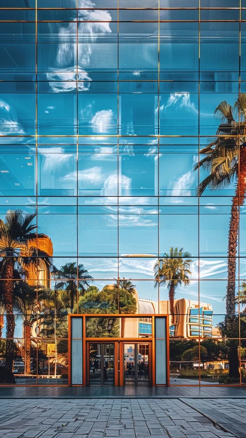 Urban Reflections in a Contemporary Architecture Facade with Mirrors ...