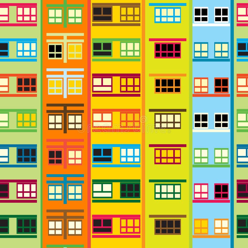 Urban Residental Building Seamless Pattern Stock Vector - Illustration ...