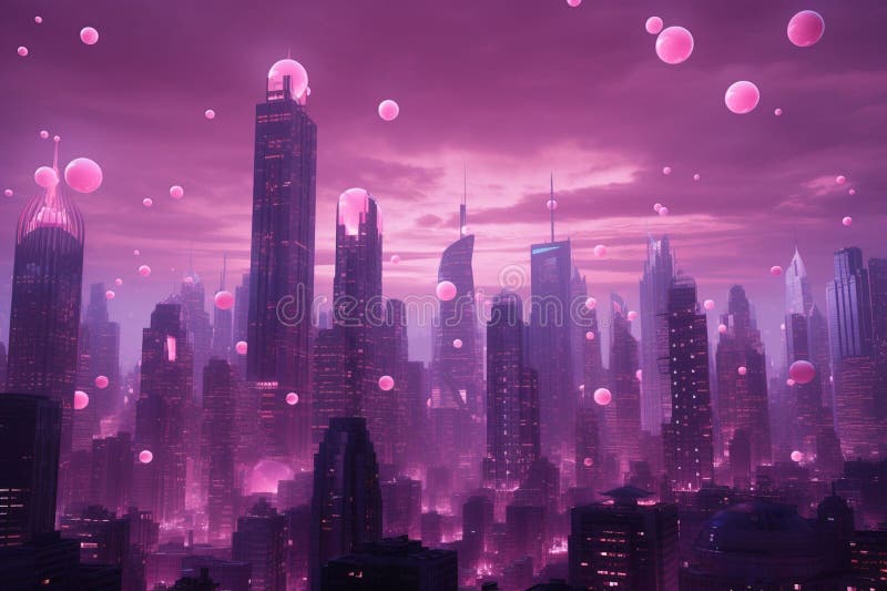 Urban Resilience Cityscape with Skyscrapers Lit Stock Illustration ...