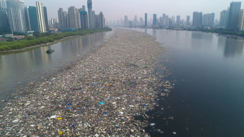Urban River Choked with Plastic and Trash Stock Image - Image of ...