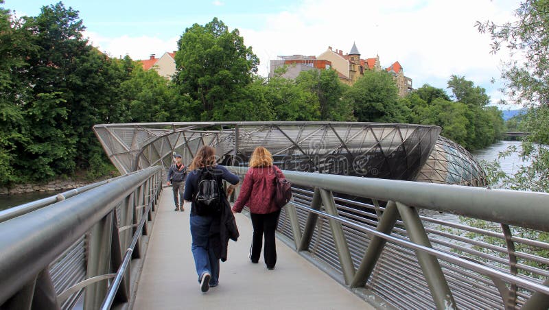 Murinsel, a Floating Platform and Pedestrian Bridge on the Mur River in ...