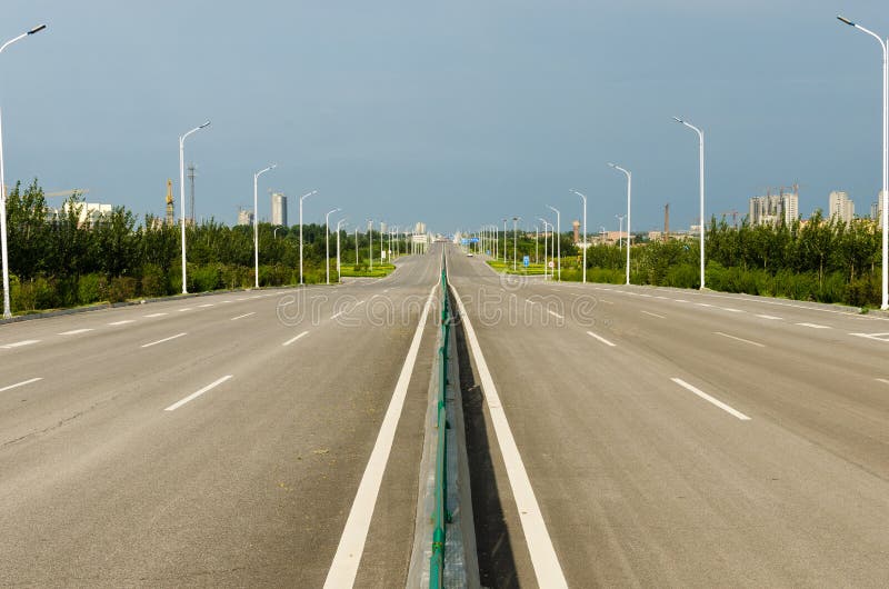Urban Roads Car Light Trails of Modern Buildings Stock Image - Image of ...