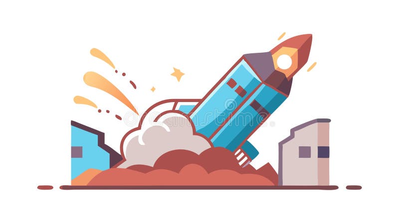 Urban Rocket Launch, City Space Program, Vector Design Generative AI ...