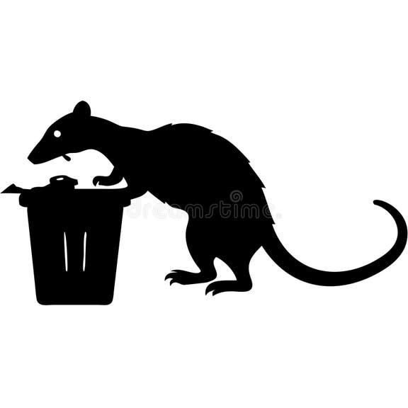 Urban Rodent Silhouette on Trash Can Vector for Environmental Graphics ...