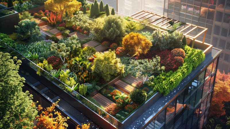 A Urban rooftop garden stock illustration. Illustration of fresh ...