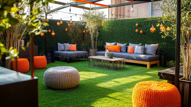 An Urban Rooftop Garden Transformed for a Spring Networking Event Stock ...