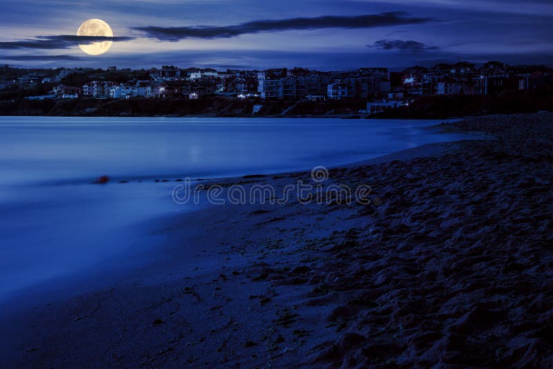Urban sand beach at night stock photo. Image of moon - 283507148