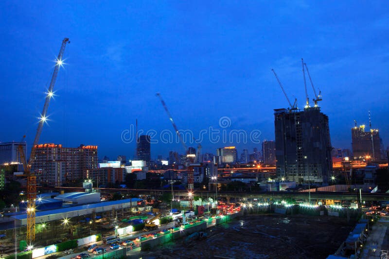Urban Scene of Building and Construction Theme with Lbue Dusky Stock ...
