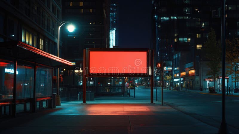 Urban Scene at Night with a Single Red Light Source, Ideal for Use in ...
