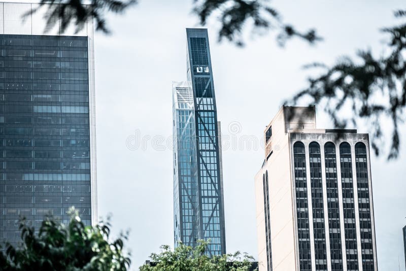 Urban Scenery of Modern Business Buildings Touching the Sky Stock Photo ...