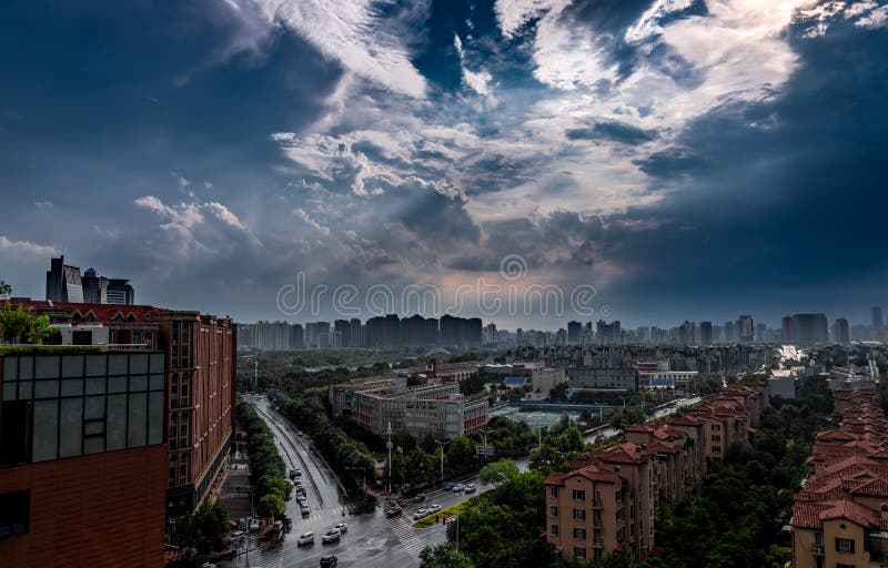 Urban Scenery after Rain. stock image. Image of colors - 157952159
