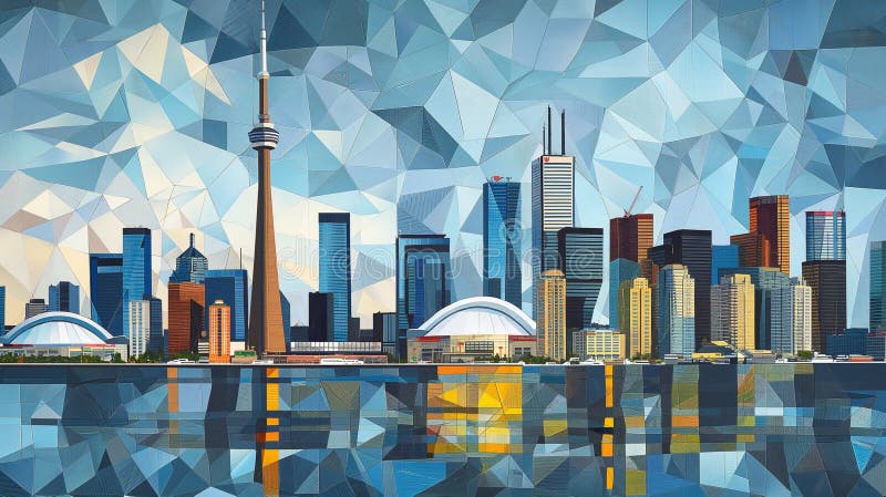 Urban Skyline Art in Abstract Geometric Paper Collage Style Stock Photo ...