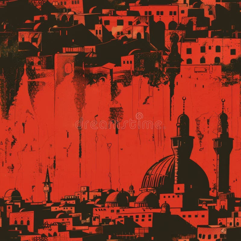 Urban Skyline with Dramatic Red Sky, Perfect for City-themed Designs ...