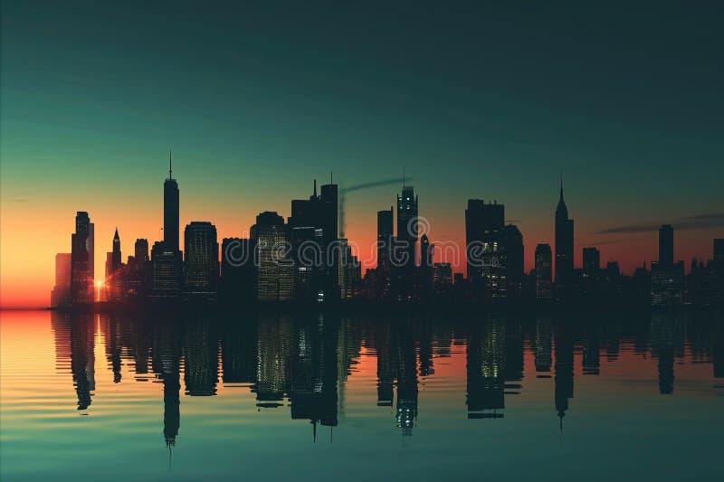 Urban Skyline Glows with the Setting Sun S Light Stock Image - Image of ...