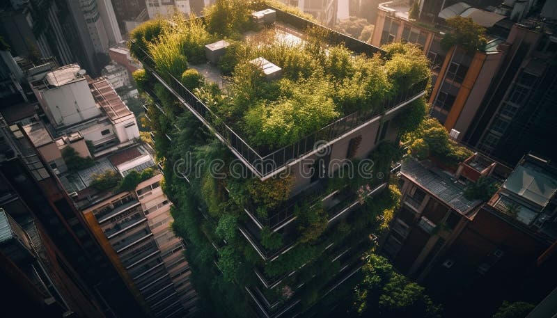 Urban Skyline Illuminated by Modern Building Structures Generated by AI ...