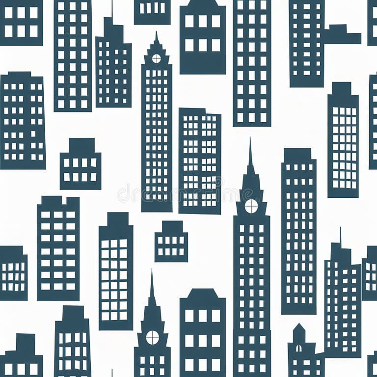 Urban Skyline Pattern Featuring Various Shapes of Buildings in a Modern ...