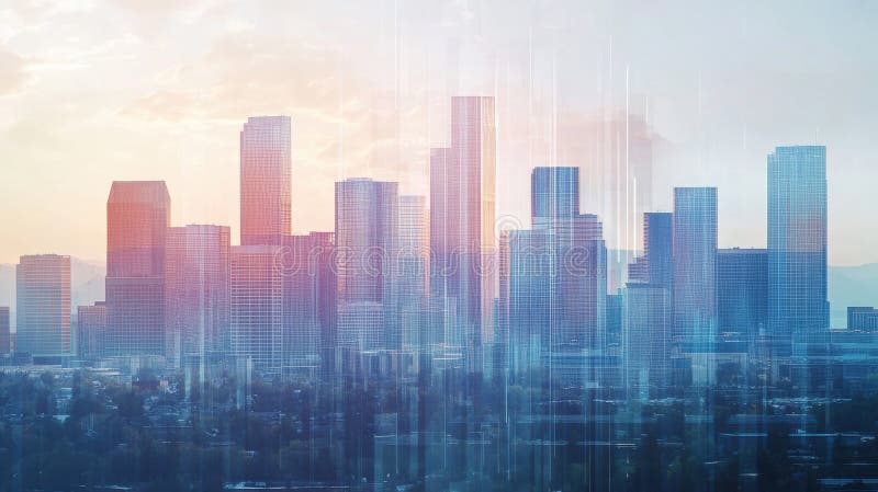 Modern City Skyline with Polling Chart Overlay Showcasing Political ...