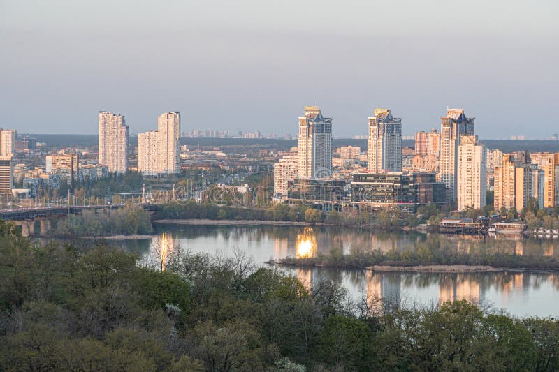 Urban Skyline at Twilight with High-rise Buildings, Various ...