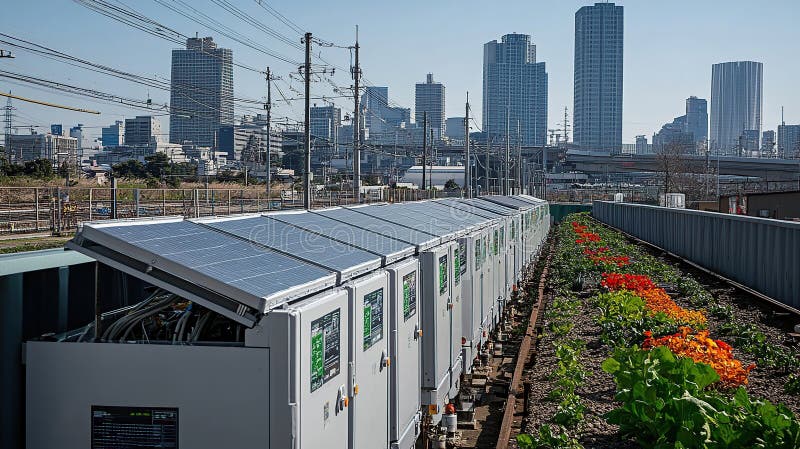Urban Solar Power Station Rooftop Garden Stock Photo - Image of rooftop ...