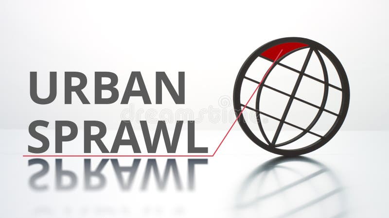 URBAN SPRAWL Text and Planet Icon. Environmental Problem Concept Stock ...
