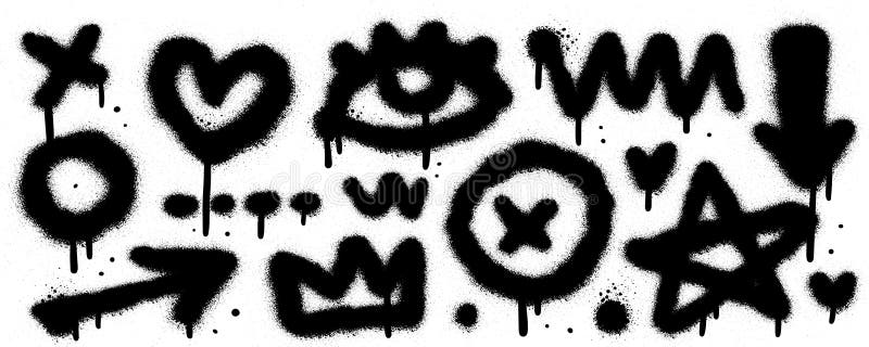 Urban Sprayed Graffiti Doodle Punk and Grunge Shapes Collection. Hand ...