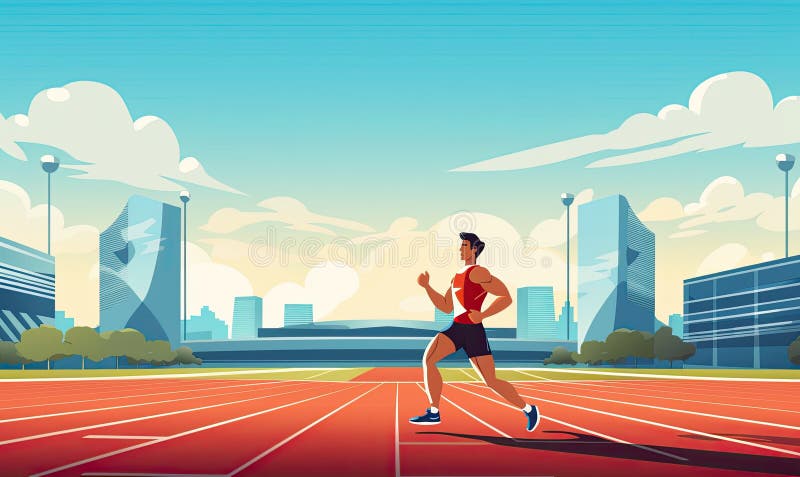 The Urban Sprinter: a Vigorous Man Running on a City Track Stock Image ...