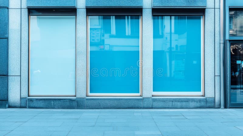 An Urban Street with a Modern Building Facade and a Blank Billboard ...