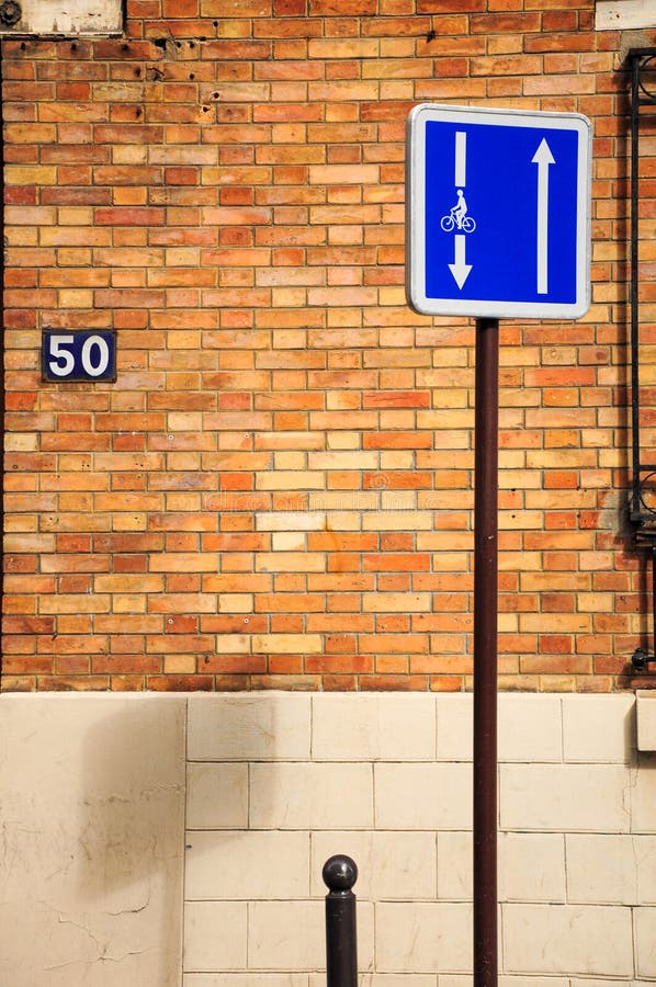 Urban Street Sign for Shared Cyclist and Vehicle Path by Rustic Brick ...