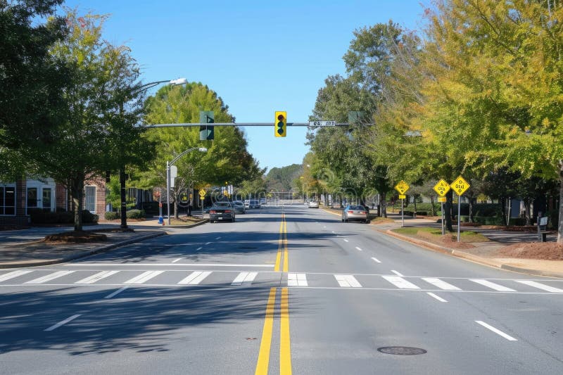 Urban Street with a Traffic Light, Suitable for Transportation Concepts ...