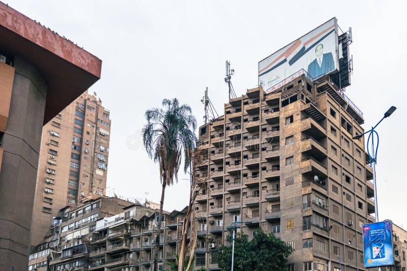 Urban Streets of Cairo. Panoramic View of Skyscrapers in Egypt ...