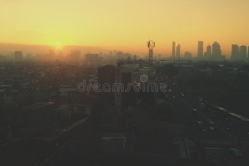 Urban Sunrise Jakarta editorial stock image. Image of ciew - 93781834