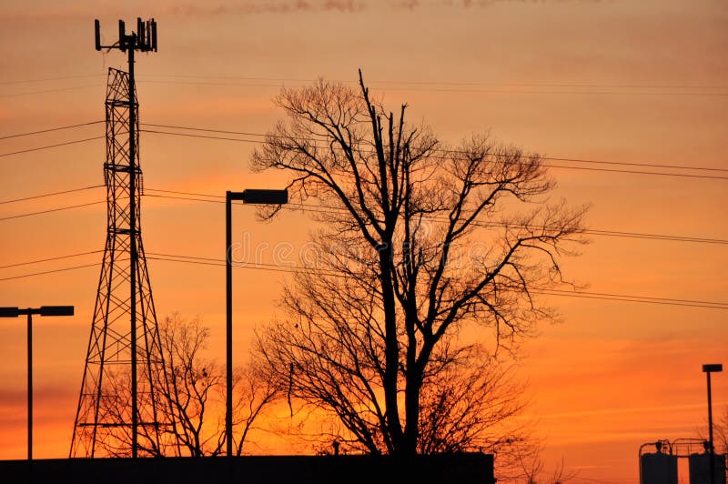 Urban sunset stock image. Image of hoist, dusk, dawn - 13488647