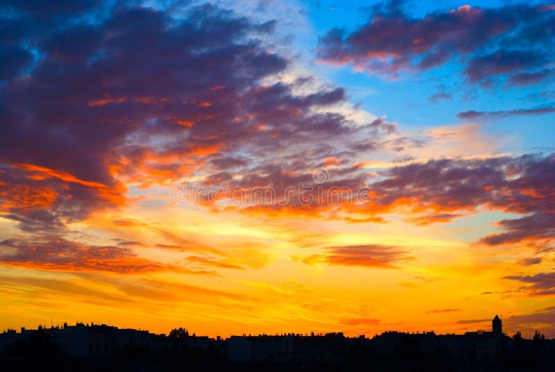 Urban sunset stock image. Image of cloud, aerial, sunrise - 9953529