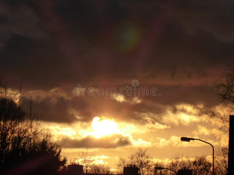 Urban Sunset with City Skyline. Stock Image - Image of sunset, urban ...