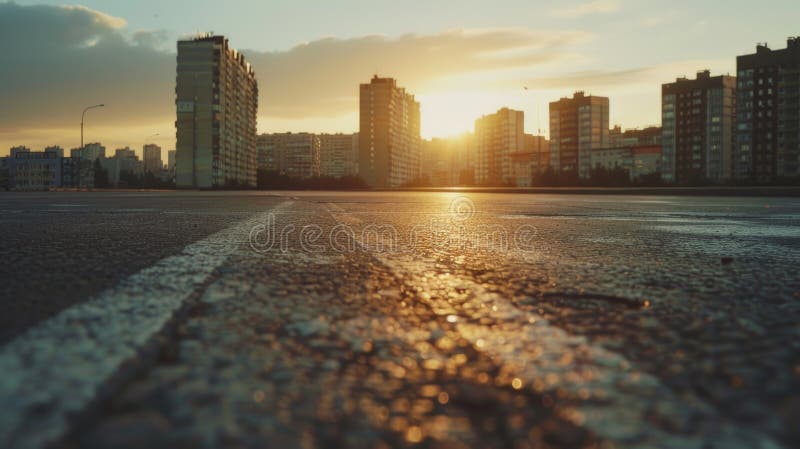 Urban Sunset Scene, Perfect for Cityscape Projects Stock Image - Image ...