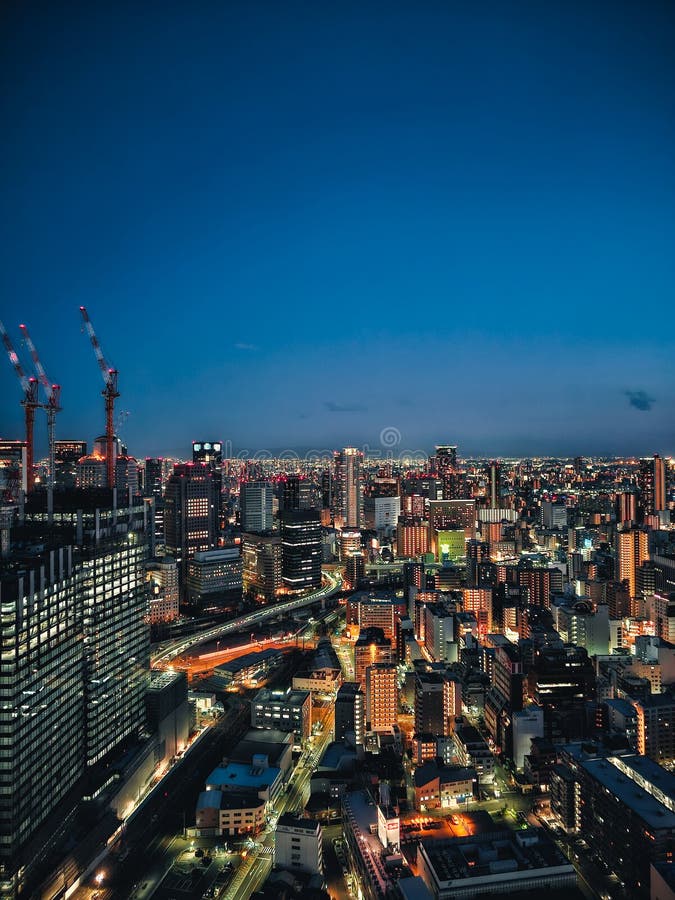 Urban Top View of Evening in Japan Stock Photo - Image of architecture ...