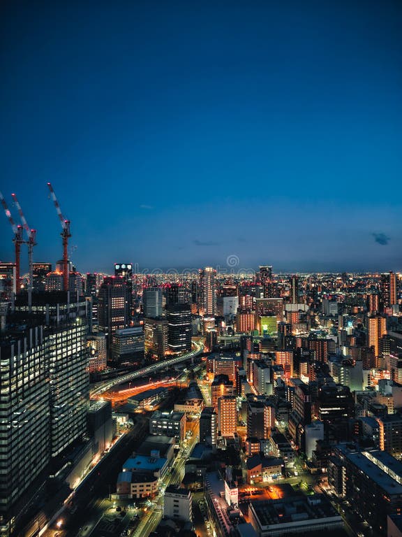Urban Top View of Evening in Japan Stock Photo - Image of architecture ...