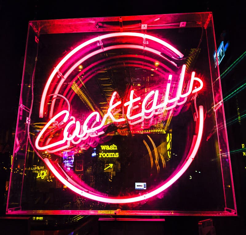 Urban Neon Lights Reflecting in the Rain Stock Image - Image of uurban ...