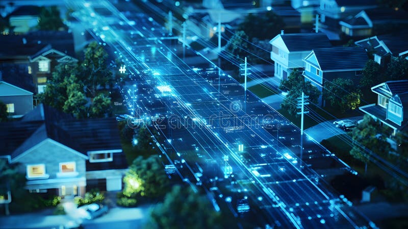 Urban Traffic Flow Visualization Smart City Digital Art Nighttime ...