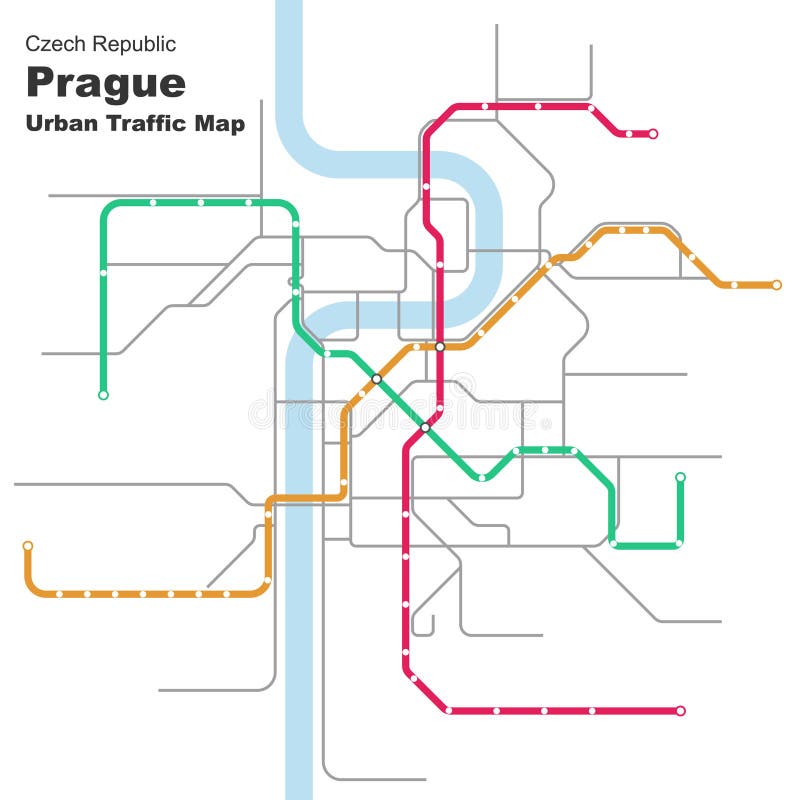 Urban Traffic Map of Prague,Czech Republic Stock Vector - Illustration ...