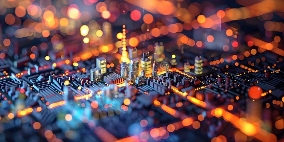 Urban Traffic Patterns Depicted on a City Map with Data Visualization ...