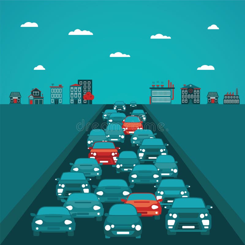 Urban Traffic Vector Concept in Flat Style Stock Vector - Illustration ...