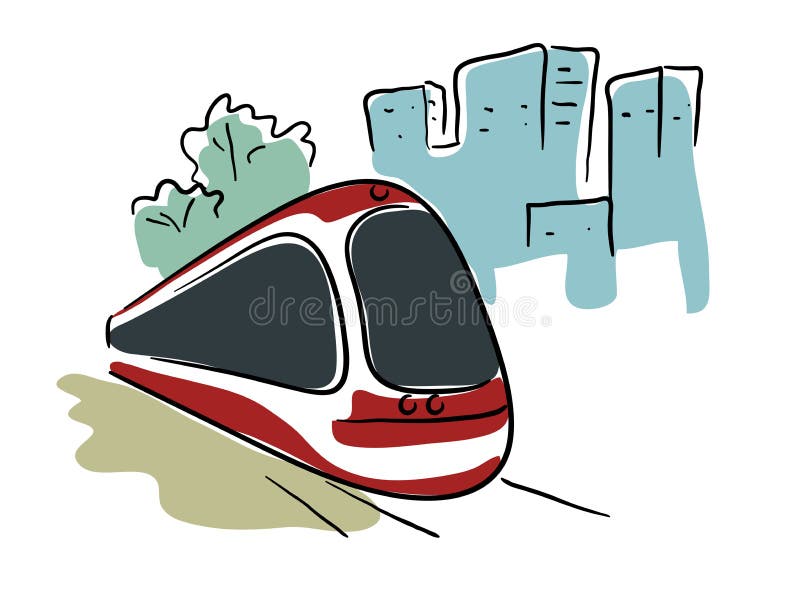 Urban train Illustration stock vector. Illustration of moving - 219068456